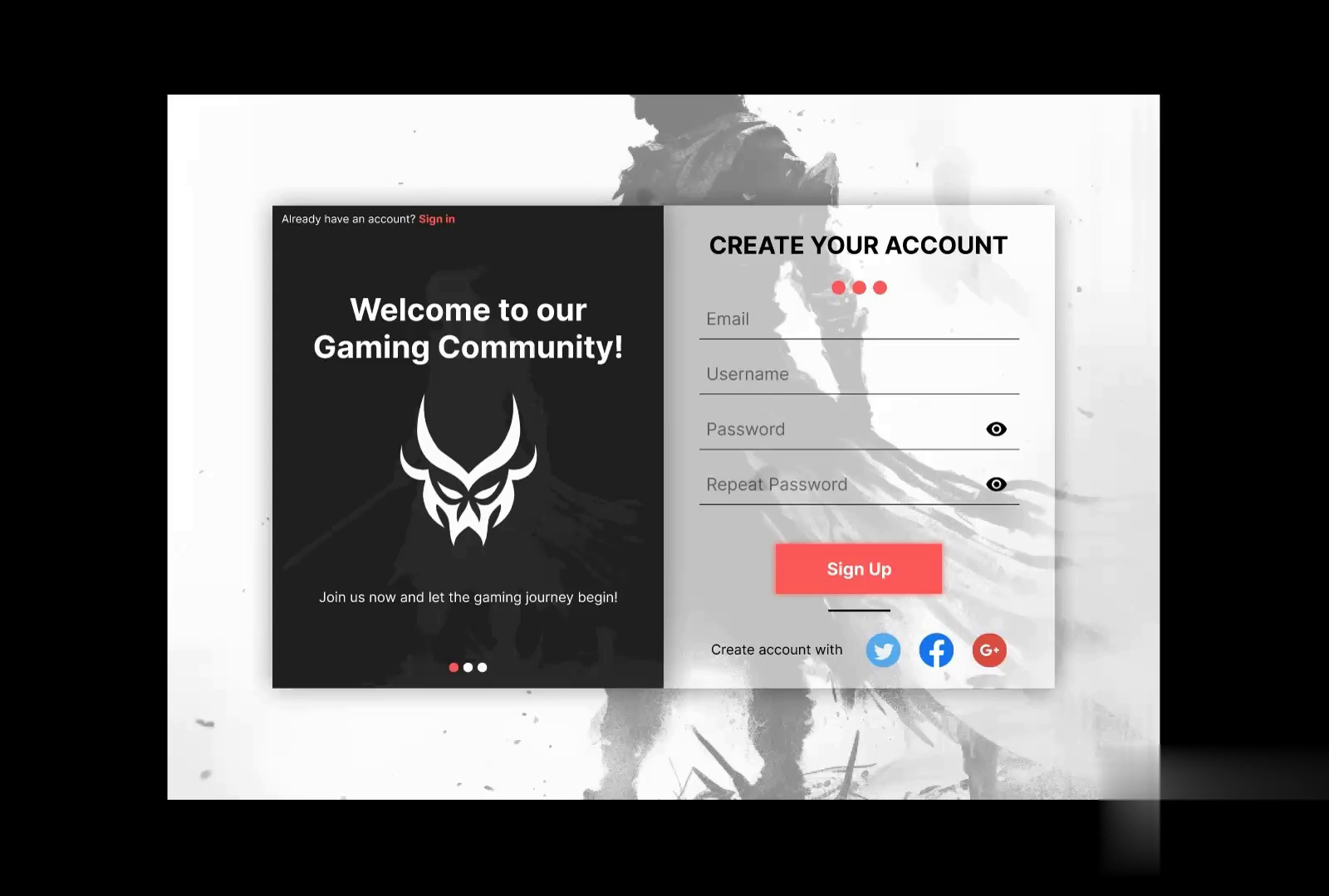 Daily UI #001 - Sign Up by Piotr Daraszkiewicz on Dribbble