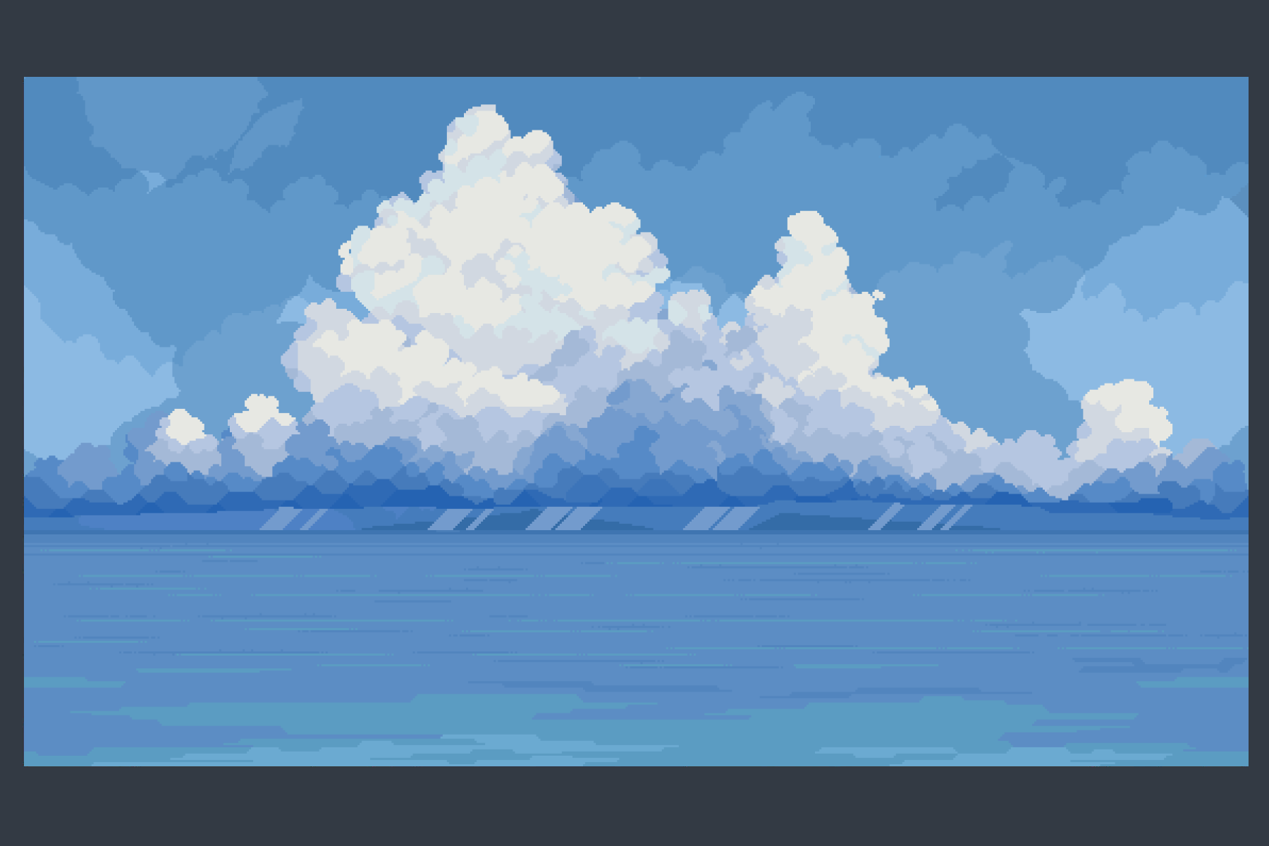 Ocean and Clouds Free Pixel Art Backgrounds by 2D Game Assets on Dribbble