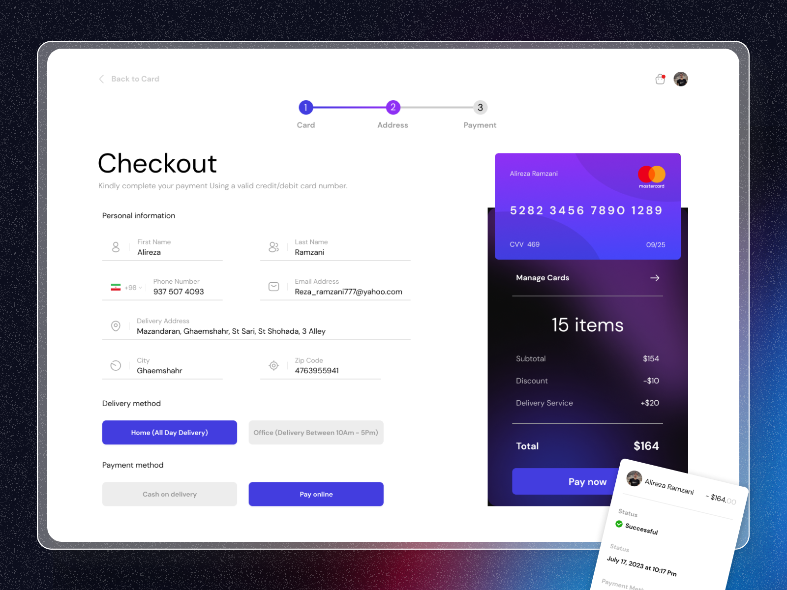 Ecommerce checkout page by Ryan Ramley on Dribbble
