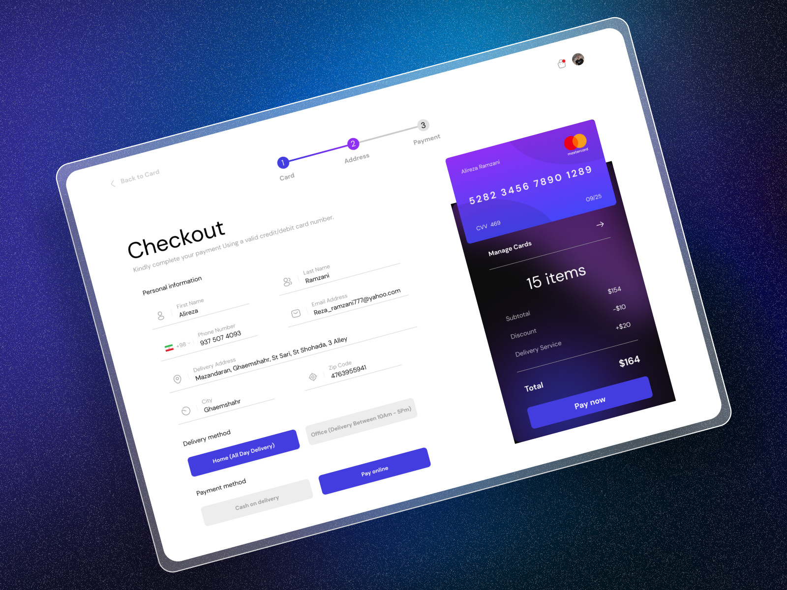 Ecommerce checkout page by Ryan Ramley on Dribbble