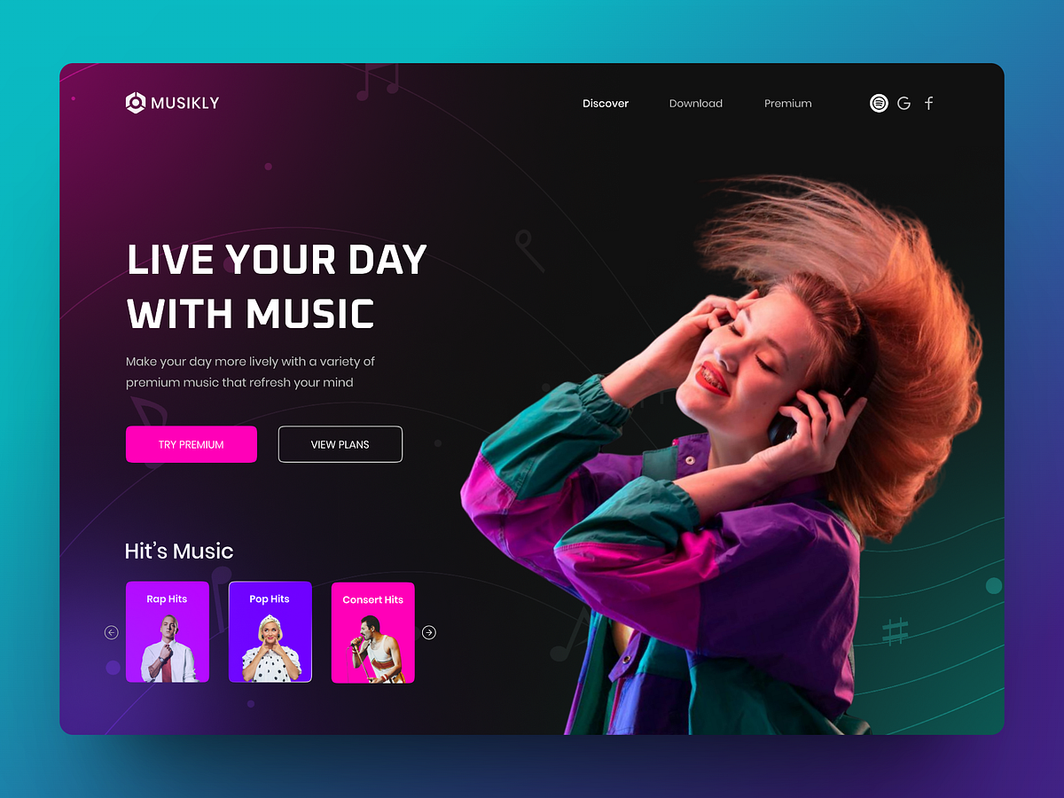 Music Streaming Website Header Design by Ashraf🎯 on Dribbble