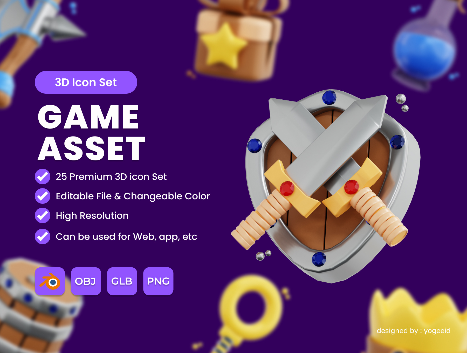 3D Game Asset Icon by yogeeidstd on Dribbble