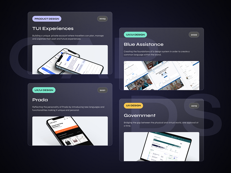 Portfolio - projects cards by Mattia Tomasi on Dribbble