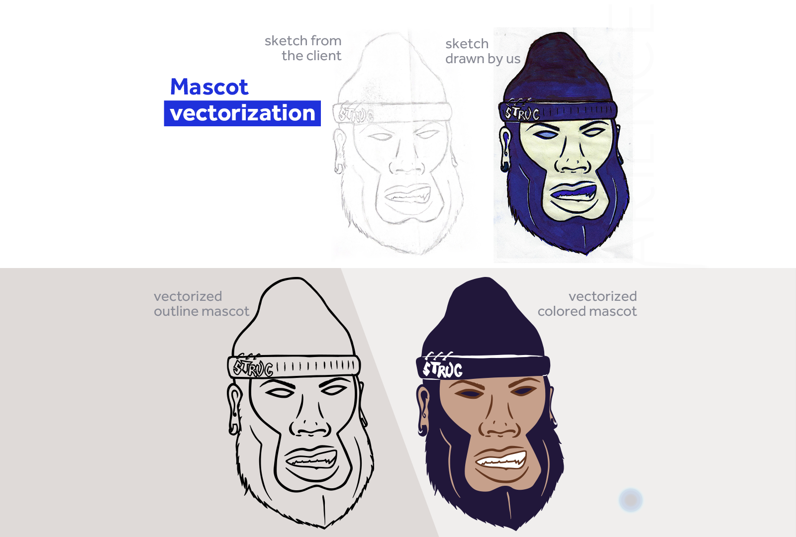 Vectorization of a mascot sketch by Ala Botnarescu on Dribbble
