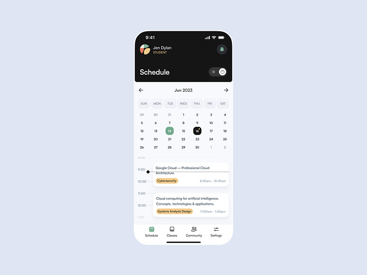Student schedule app by Vick Lohvynenko on Dribbble