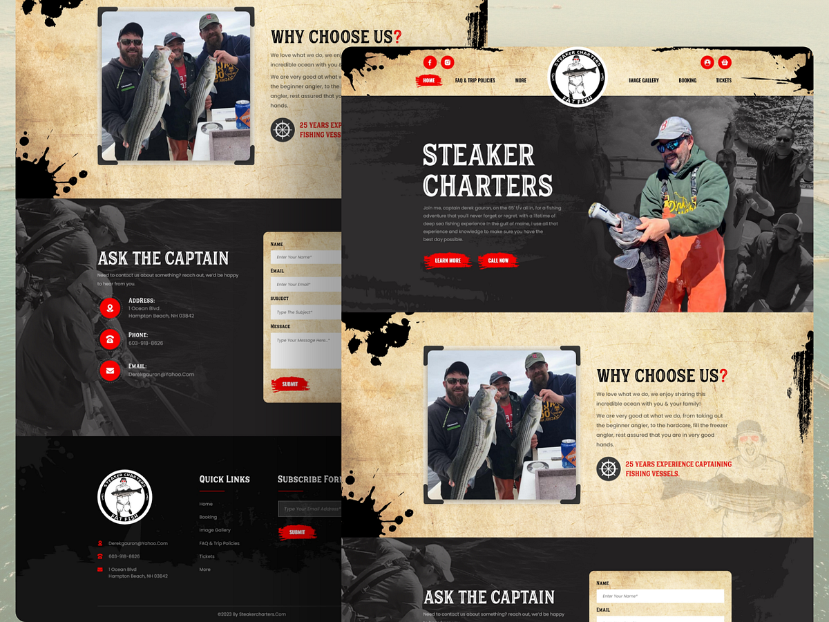 STEAKER CHARTERS - WEBSITE DESIGN by Design Genious Corp on Dribbble