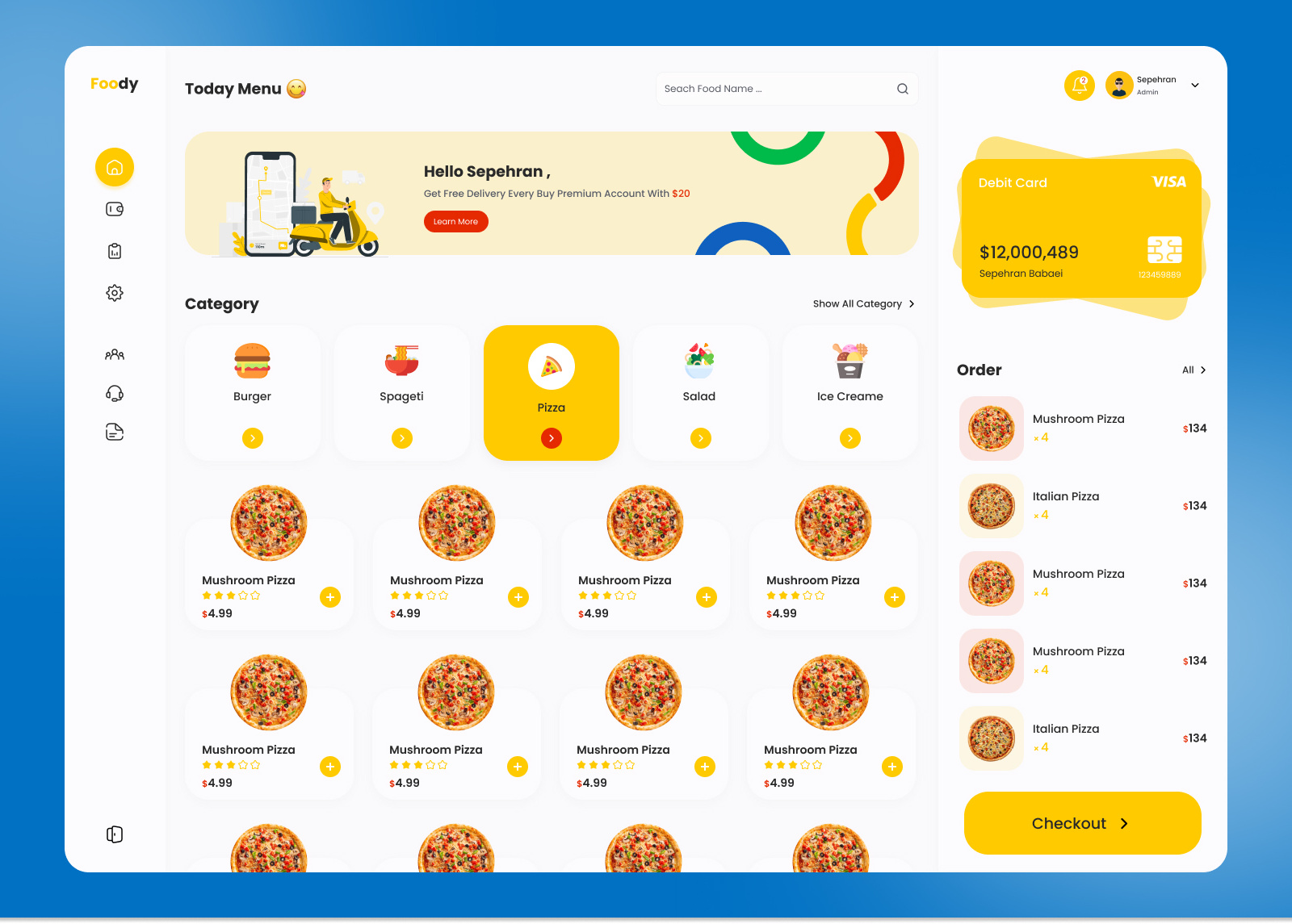 Order Food Panel 🍕 by 3epehran on Dribbble