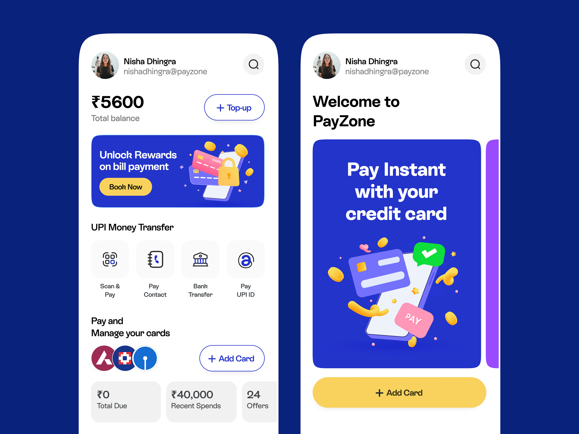 Payments App by Mahima Mahajan on Dribbble
