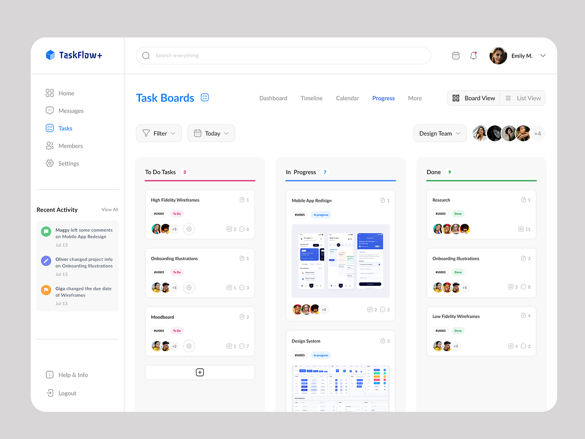 Task Management Boards - Web App by Tamta Mandaria on Dribbble