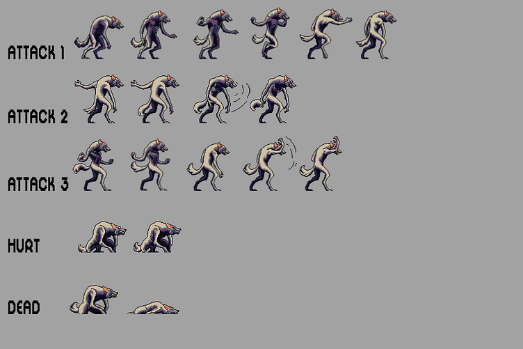 Free Werewolf Sprite Sheets Pixel Art by 2D Game Assets on Dribbble