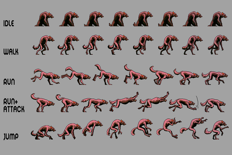 Free Werewolf Sprite Sheets Pixel Art by 2D Game Assets on Dribbble