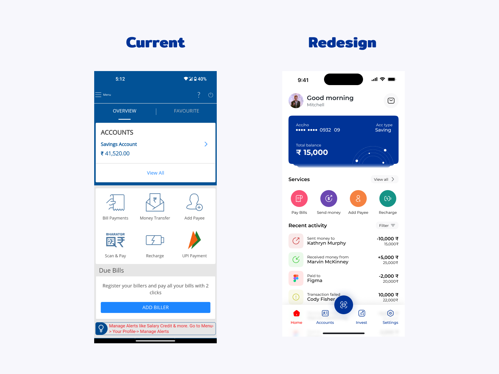HDFC Mobile app redesign - Concept by Likith R S on Dribbble