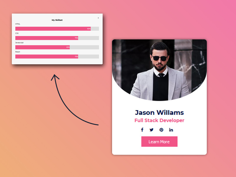 Profile Card with JavaScript Modal popup by divinectorweb on Dribbble Profile Card with JavaScript Modal popup by divinectorweb on Dribbble