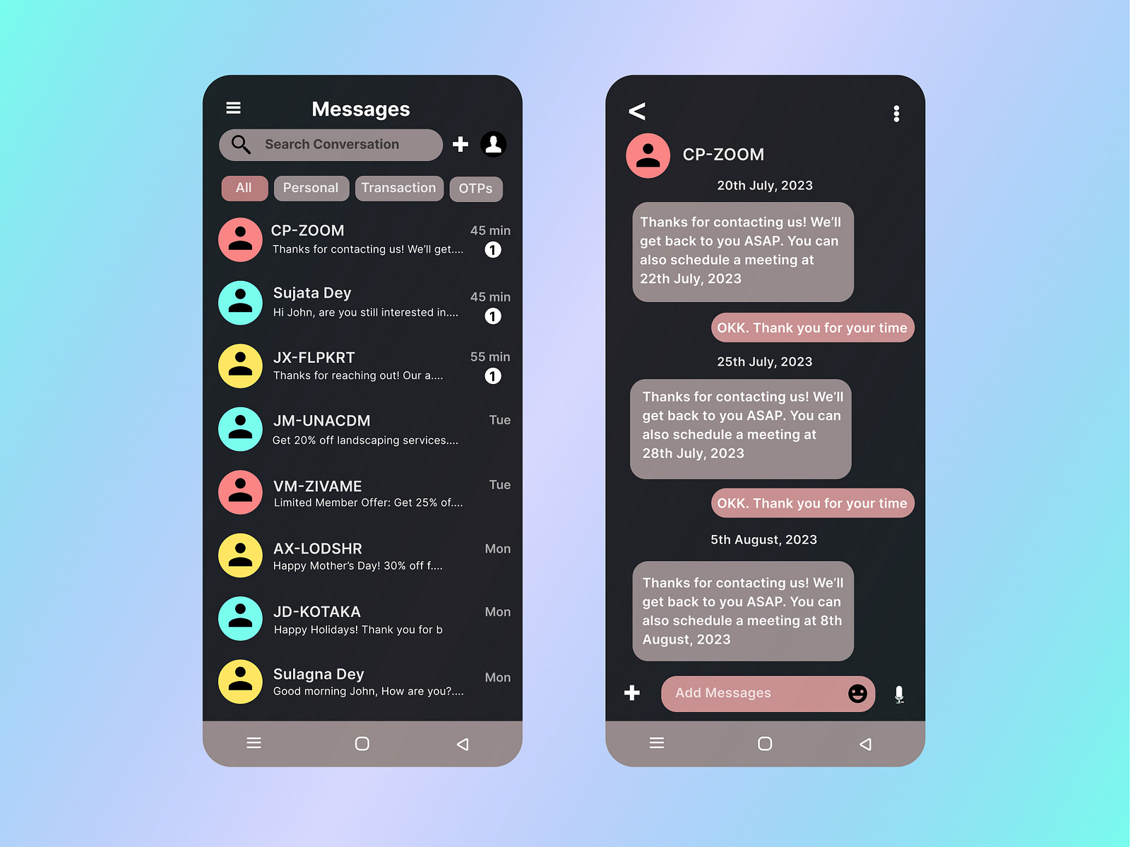 Day 13 UI Challenge Direct Message by Susmita Mukherjee on Dribbble