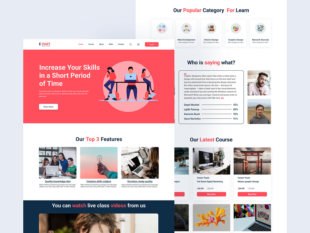 E-learning Website UI Design by MD.Mehedi Hasan on Dribbble