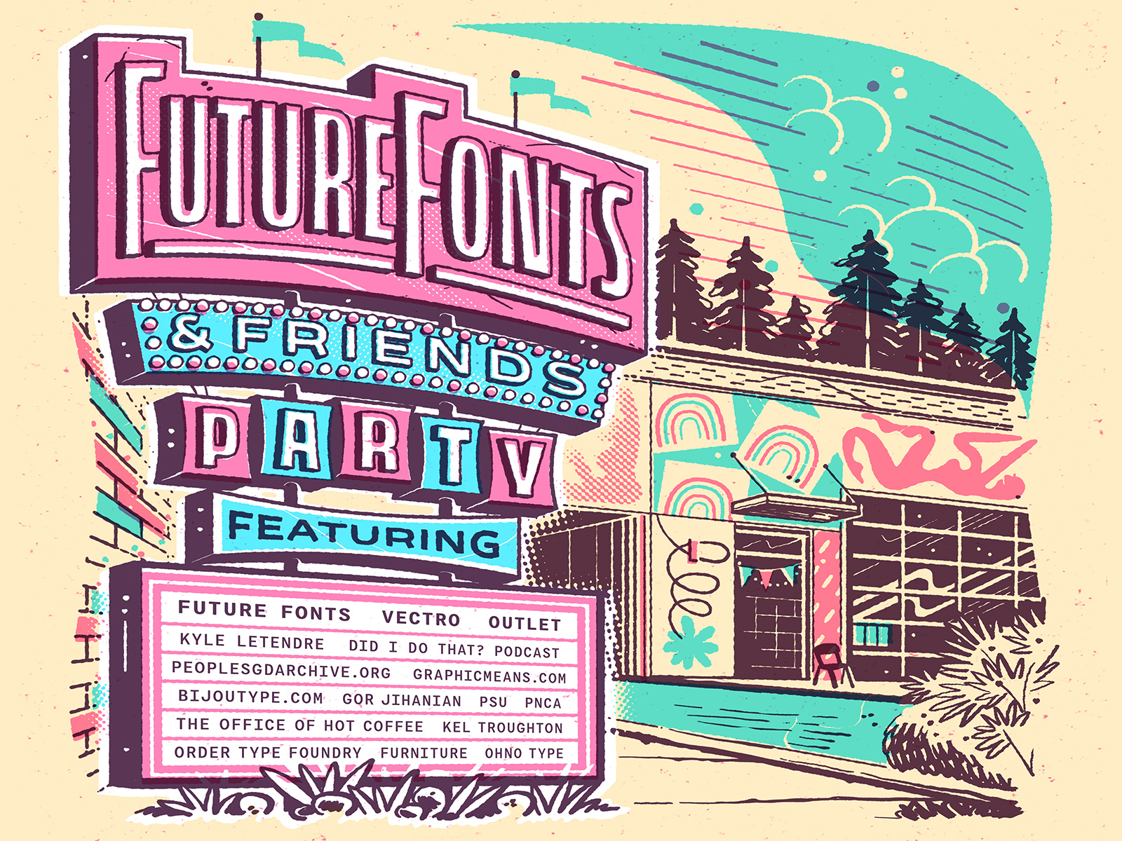 FutureFonts & Friends TypeCon Party by Kyle Letendre on Dribbble