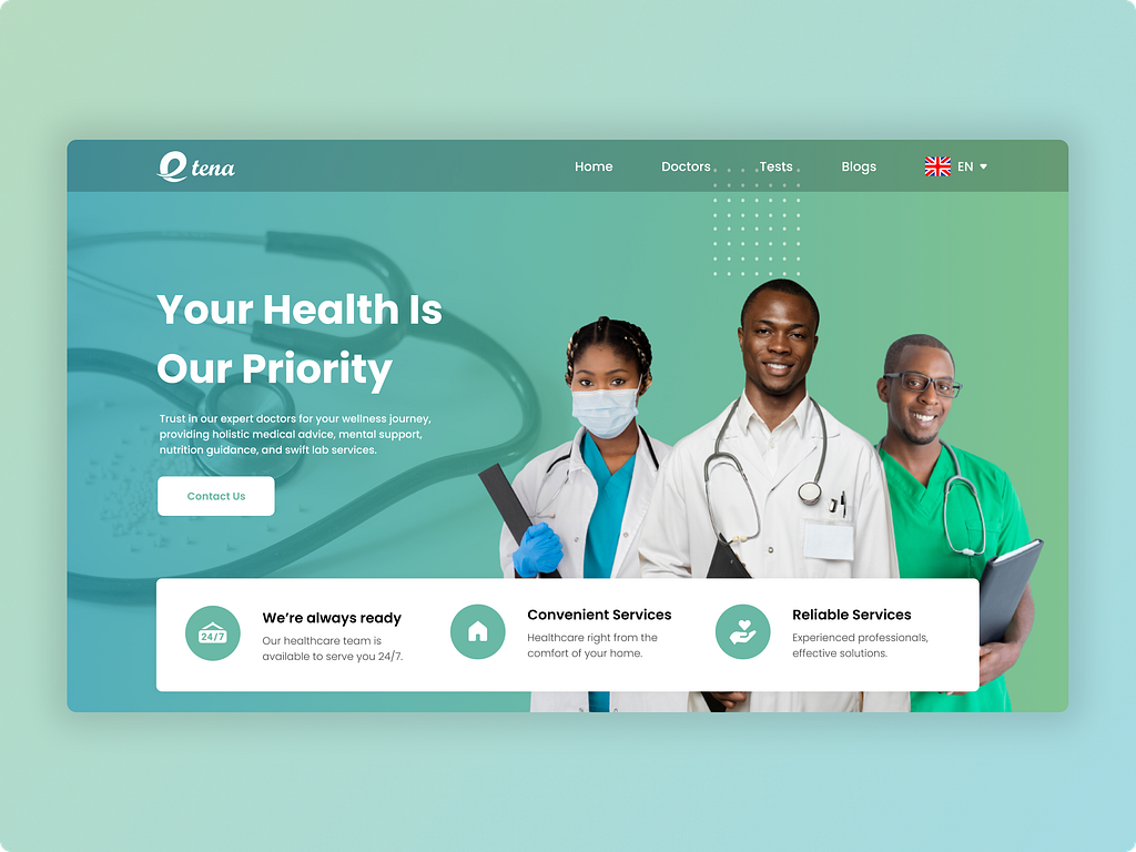 HealthCare Landing Page Design by Yididiya Kebede on Dribbble