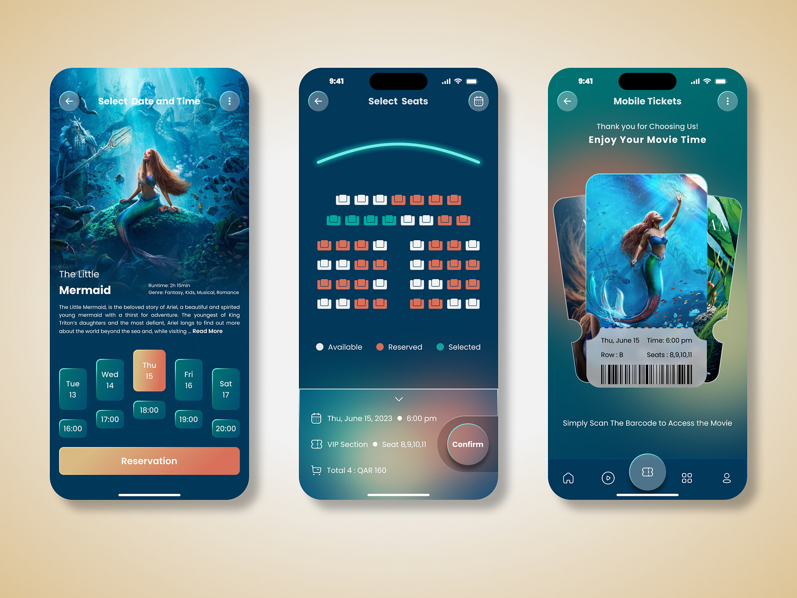 Cinema Ticket App UI Design by Sepideh Abbasi on Dribbble