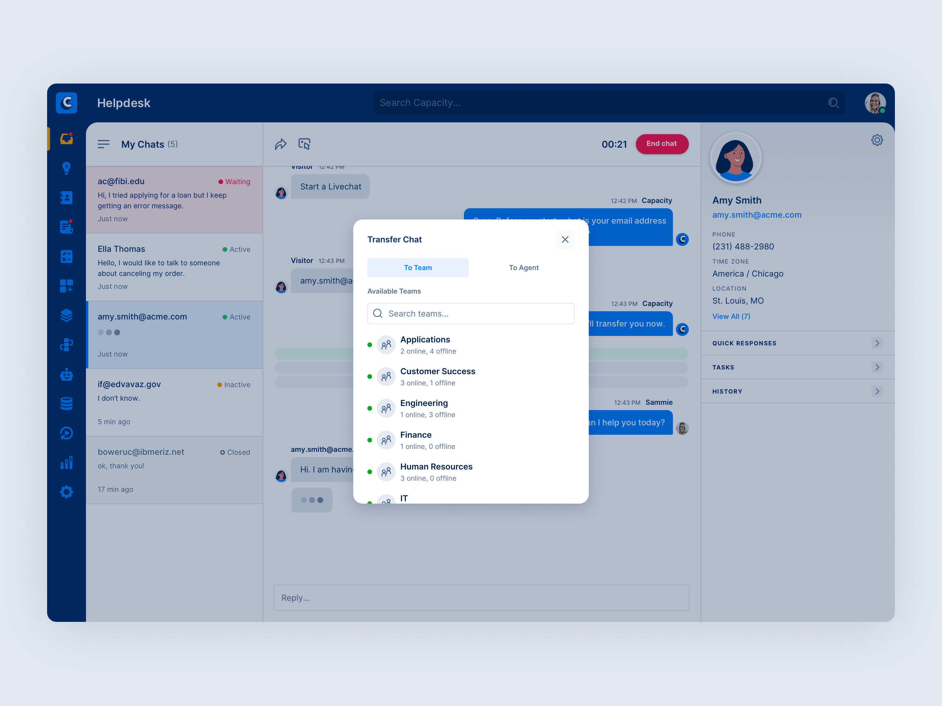 Capacity - Live Chat Agent Interface by Danny Amacher on Dribbble
