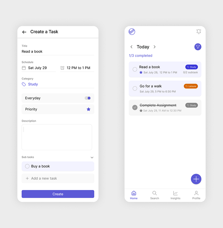 Task Management App || Daily UI by Debasmita Dutta on Dribbble