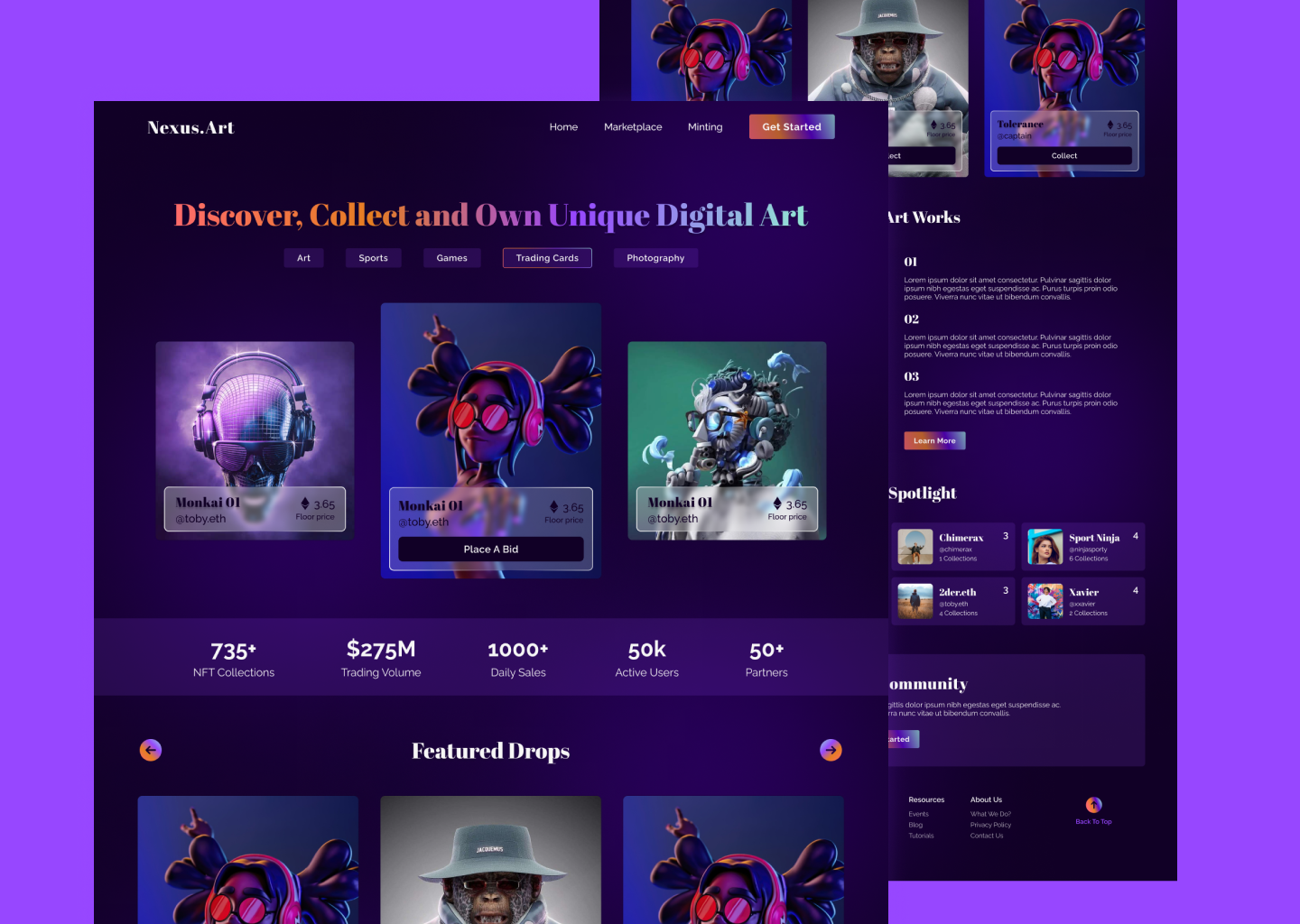 Nft Marketplace Landing Page By Steff Chibo On Dribbble