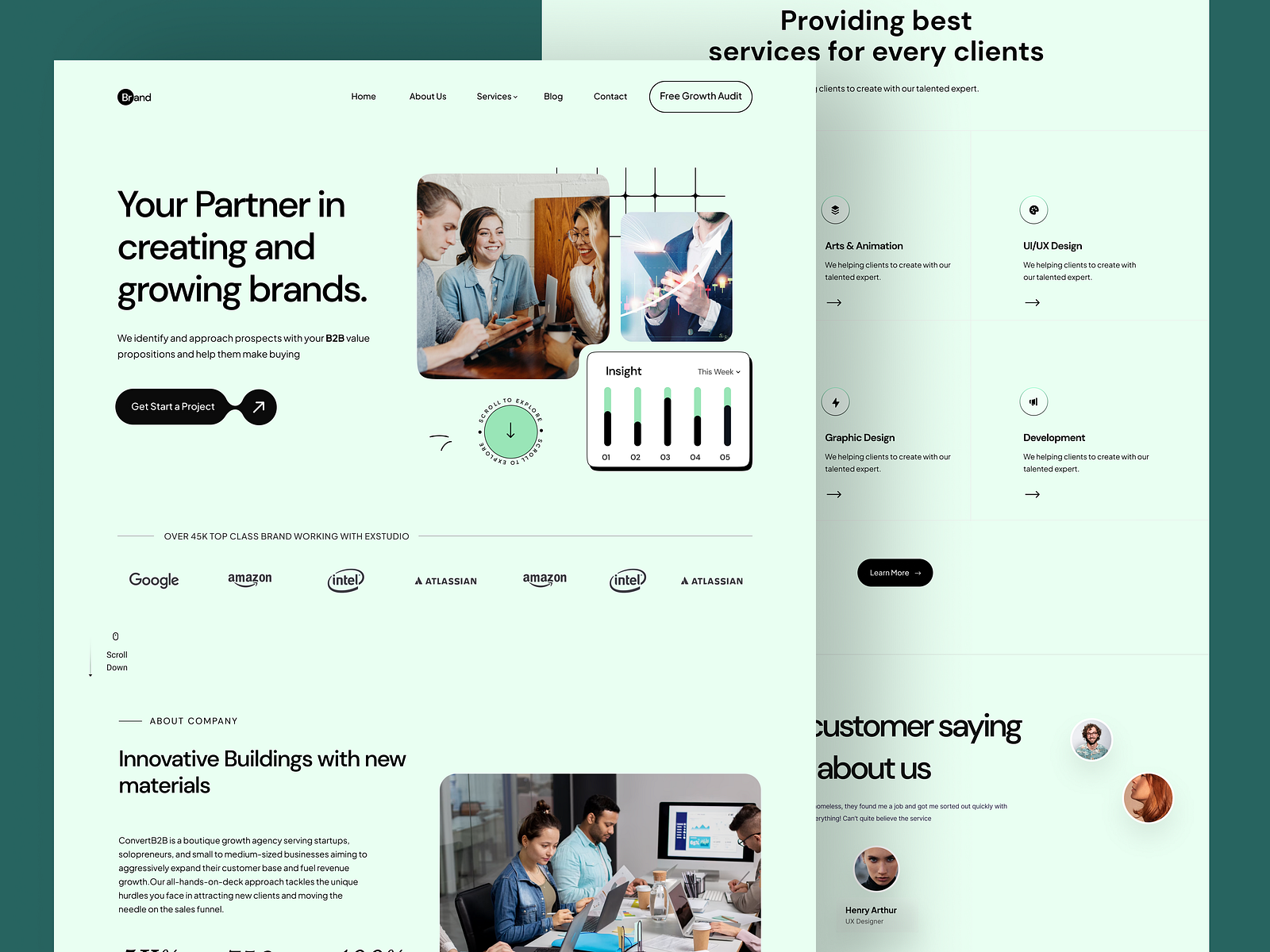 Agency website landing page UI by Madhu Miah for Upnow Studio on Dribbble