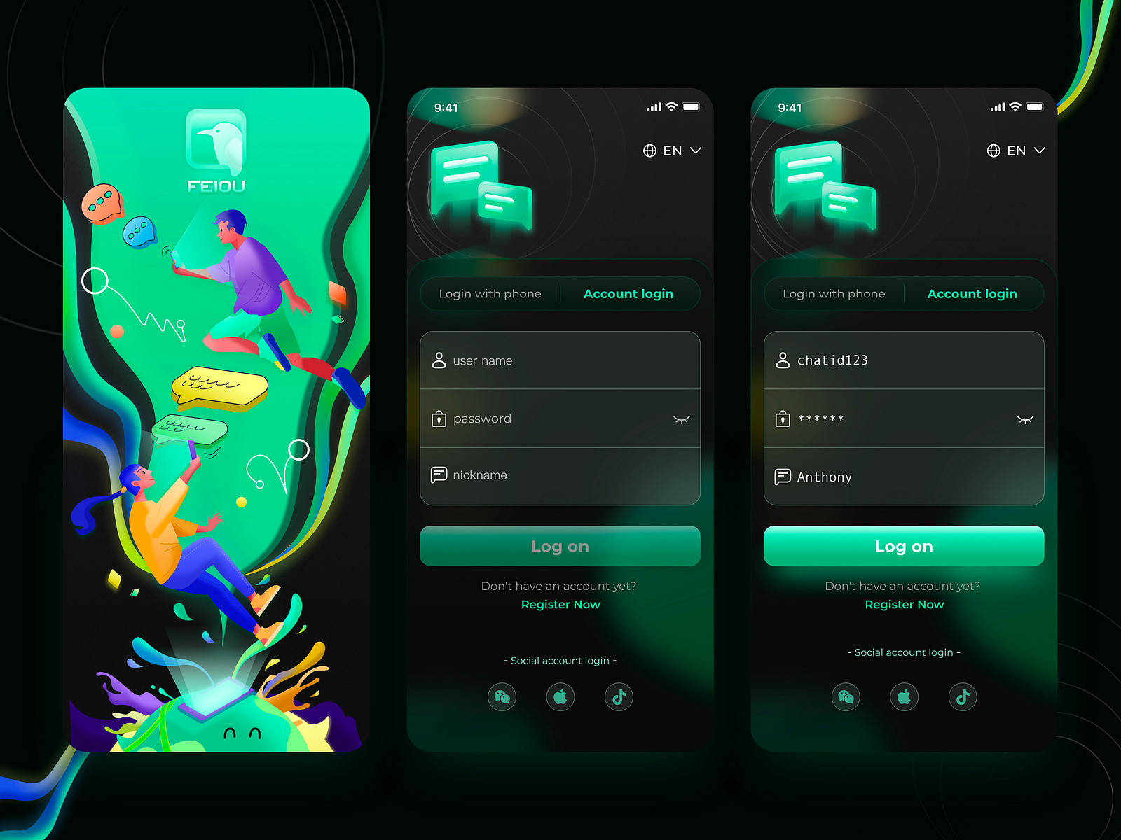Chat app login registration by Anthony on Dribbble