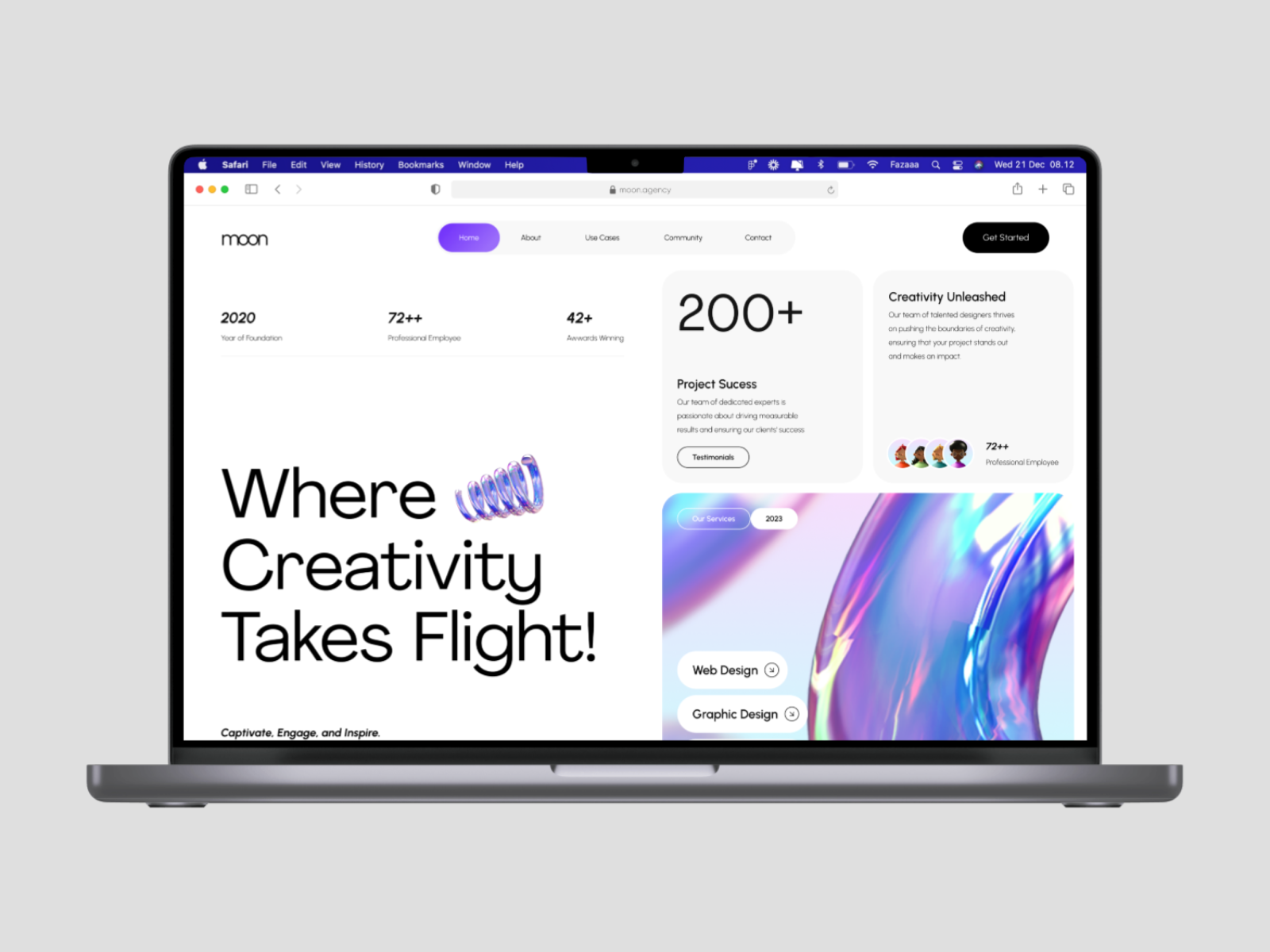 Moon - Creative Agency Landing Page ( HERO ) by Faza Dzikrulloh for Hatypo Studio on Dribbble