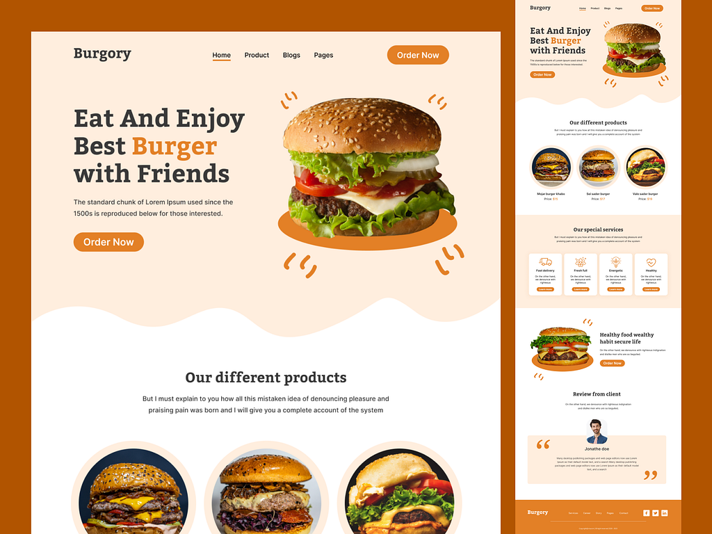 Food (Burger) web ui design by Sazidur Rahman on Dribbble