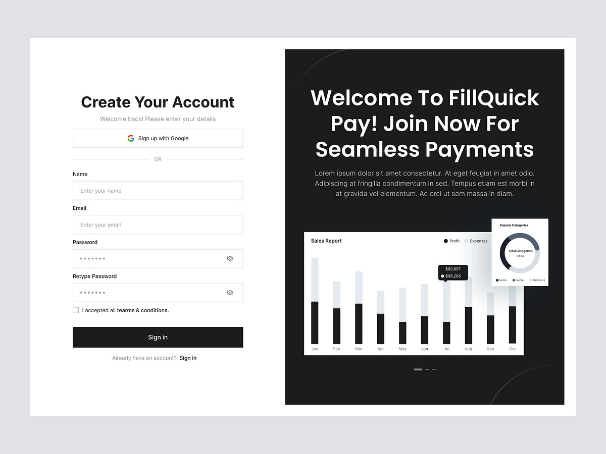 Admin Dashboard Sign-Up UI UX Design by Tariqul islam on Dribbble