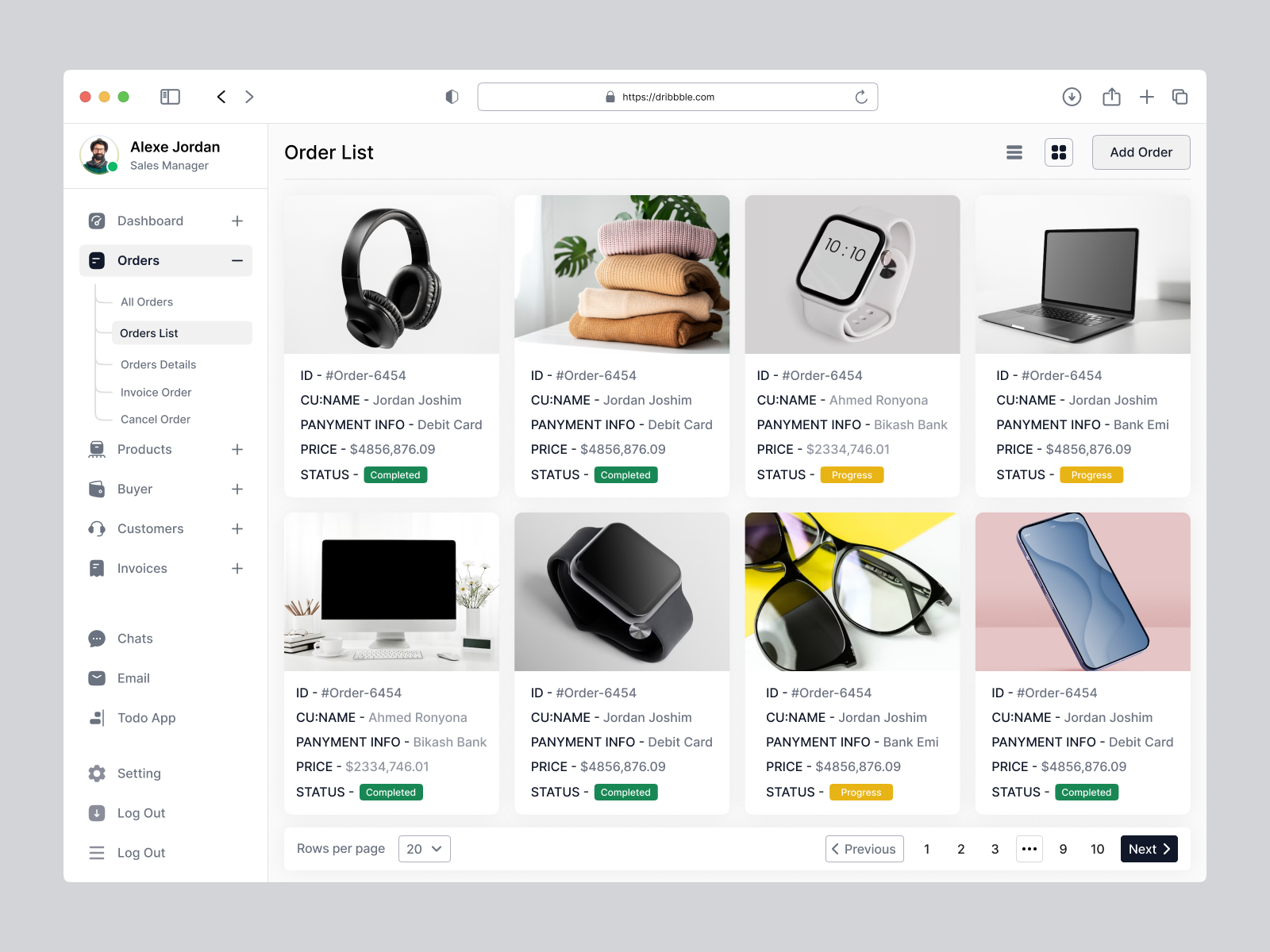 Order Dashboard List & Grid Ui/Ux Design by Ahmed Tamjid on Dribbble