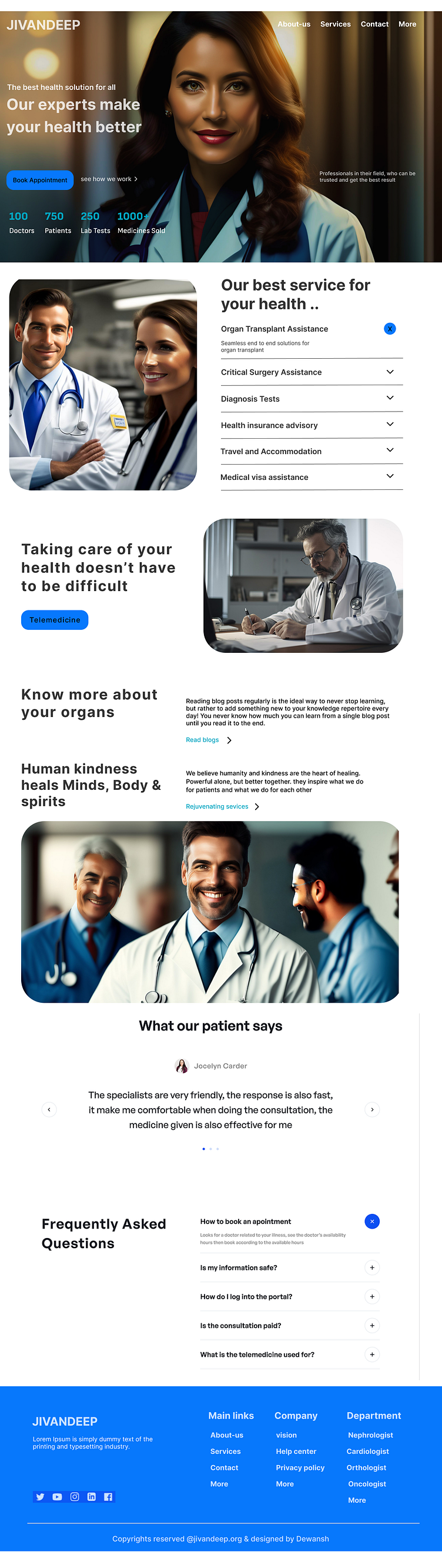 Healthcare website layout by Dewansh Kumar on Dribbble