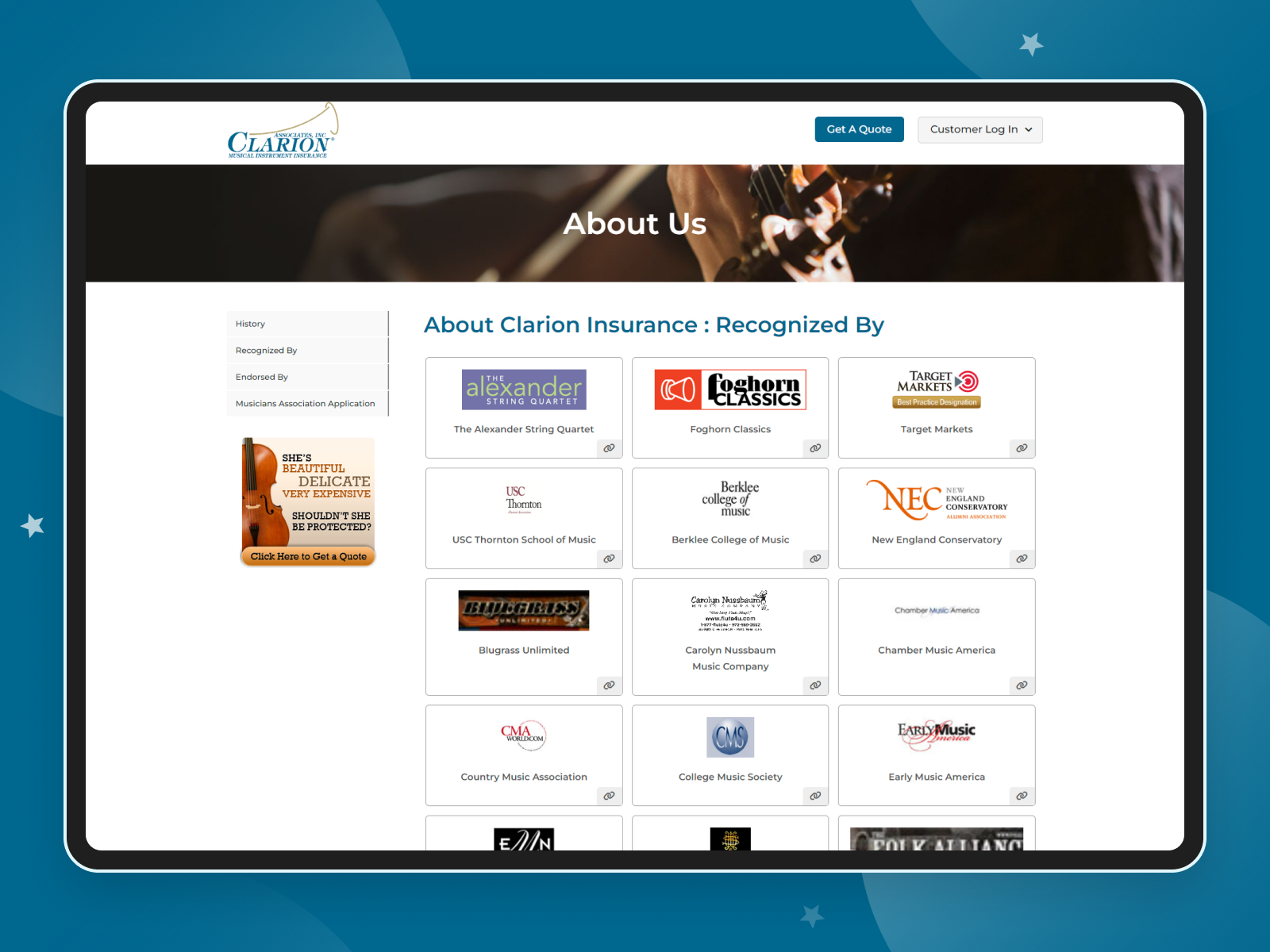CLARION MUSICAL INSTRUMENT INSURANCE by Sunil Gohel on Dribbble