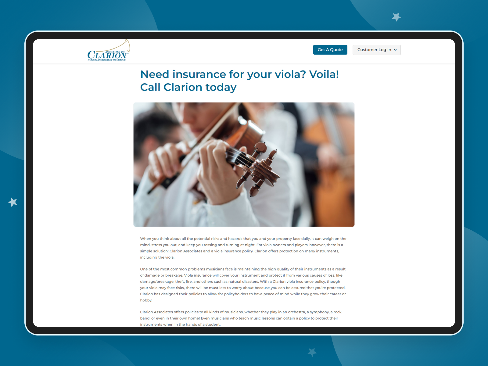 CLARION MUSICAL INSTRUMENT INSURANCE by Sunil Gohel on Dribbble