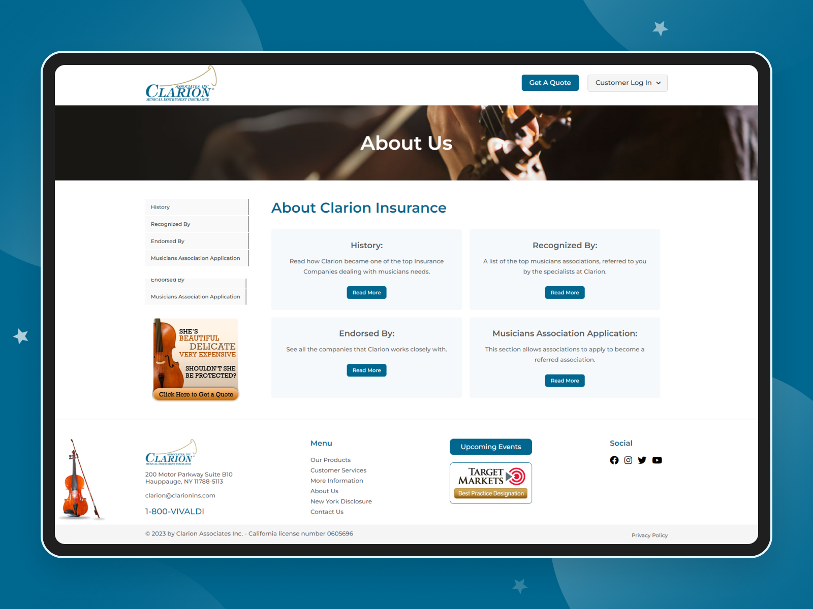 CLARION MUSICAL INSTRUMENT INSURANCE by Sunil Gohel on Dribbble