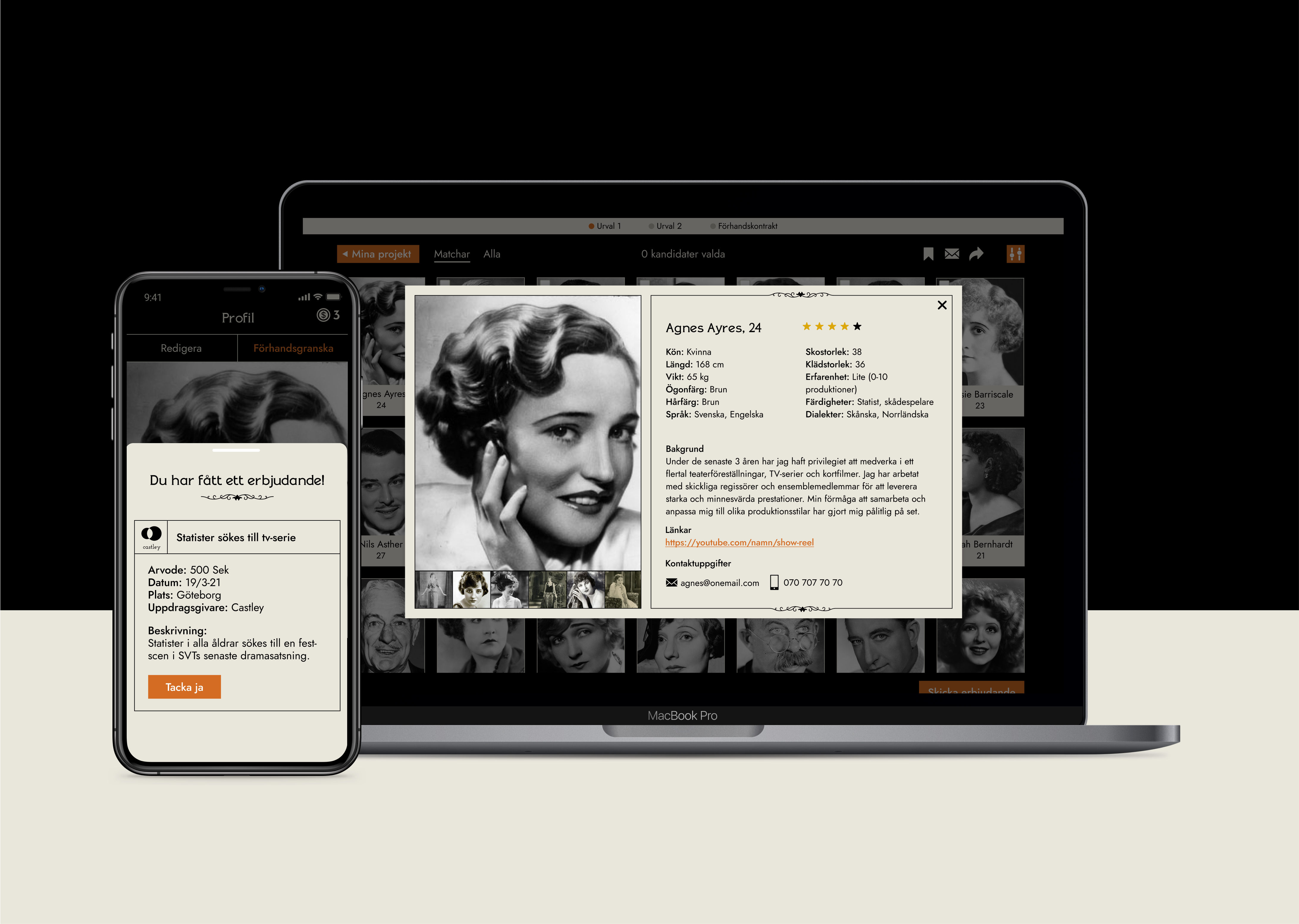 Mobile Casting, UX, UI and brand design by Saga Krusell on Dribbble