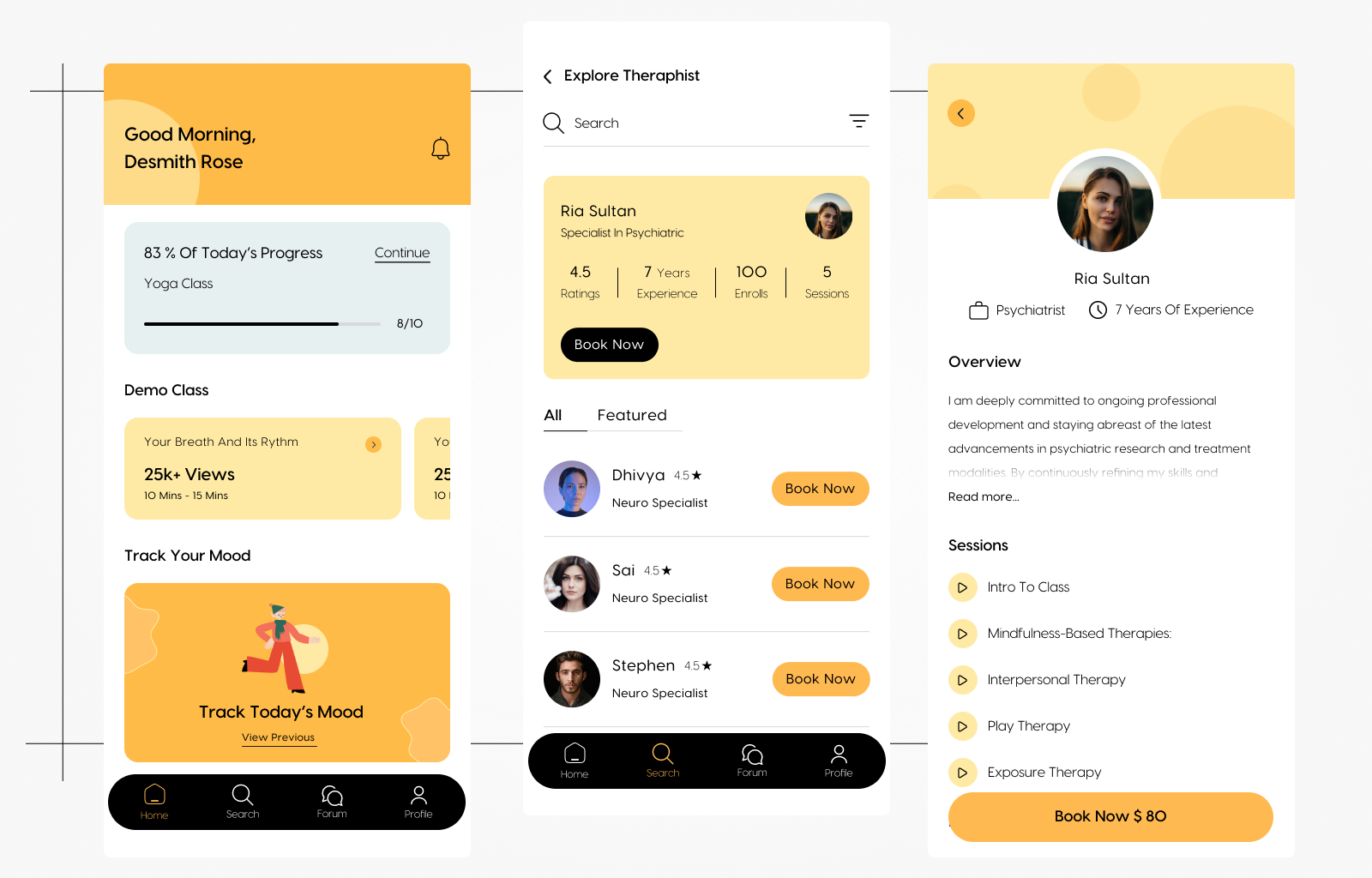 Therapist booking app by Bhuvana on Dribbble