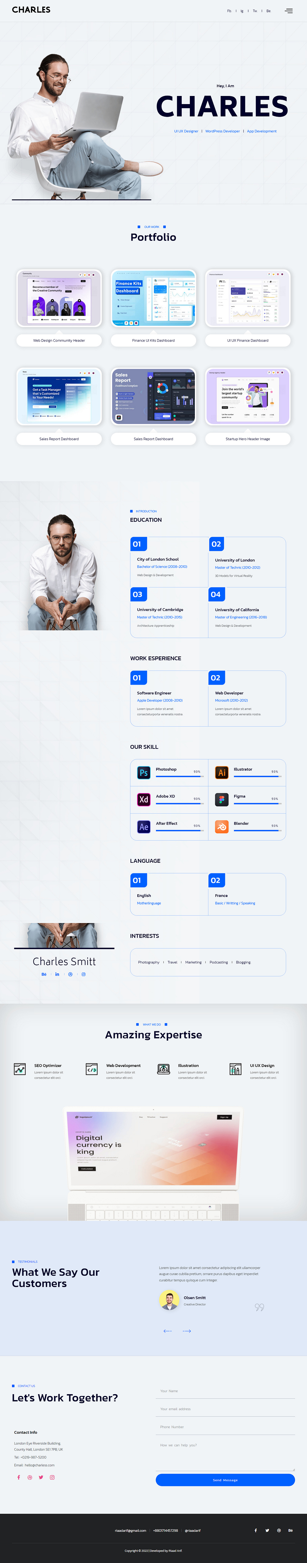 CV Resume WordPress Website by Riaad Arif on Dribbble