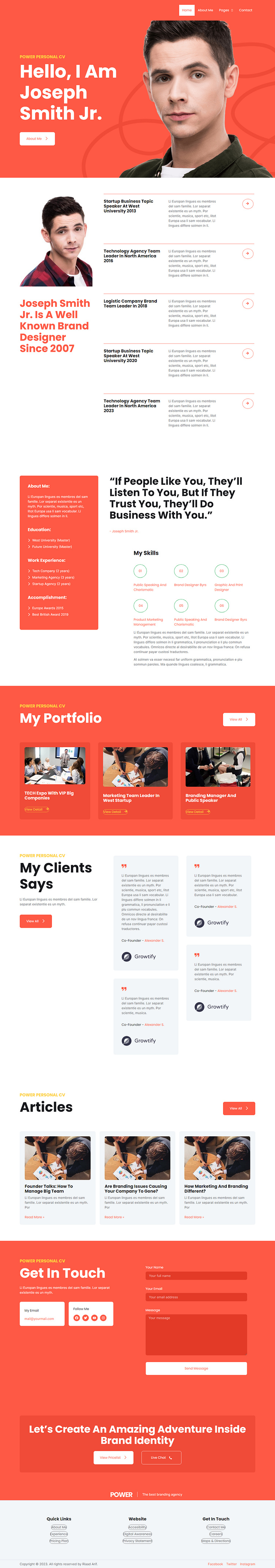 Personal CV WordPress Website by Riaad Arif on Dribbble