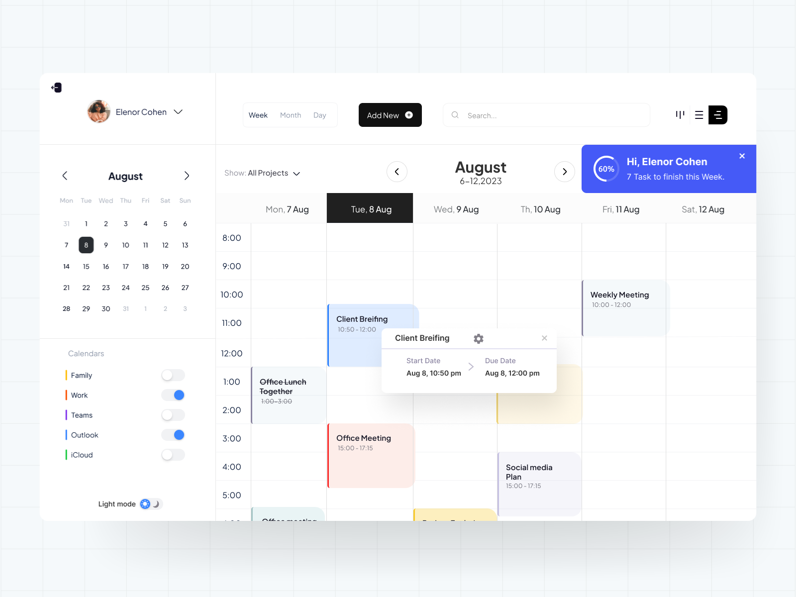 Calendar Dashboard by Orya Satzari on Dribbble