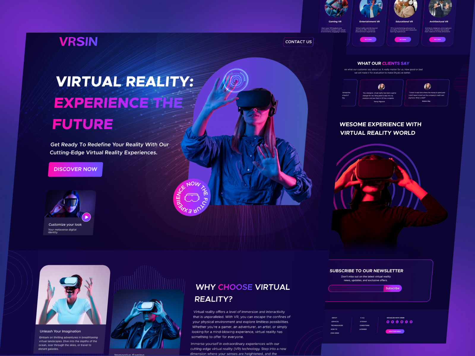 Virtual Reality Service Landing Page by FiveGrid_Studio on Dribbble