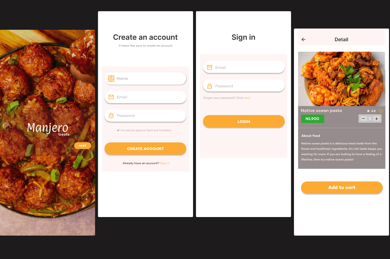 Food app screens by Prisca Amaechi on Dribbble