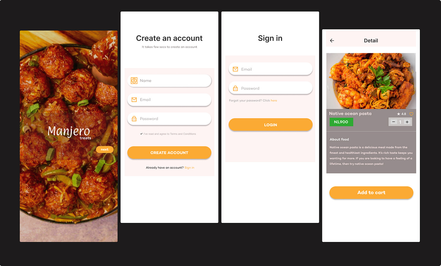 Food app screens by Prisca Amaechi on Dribbble