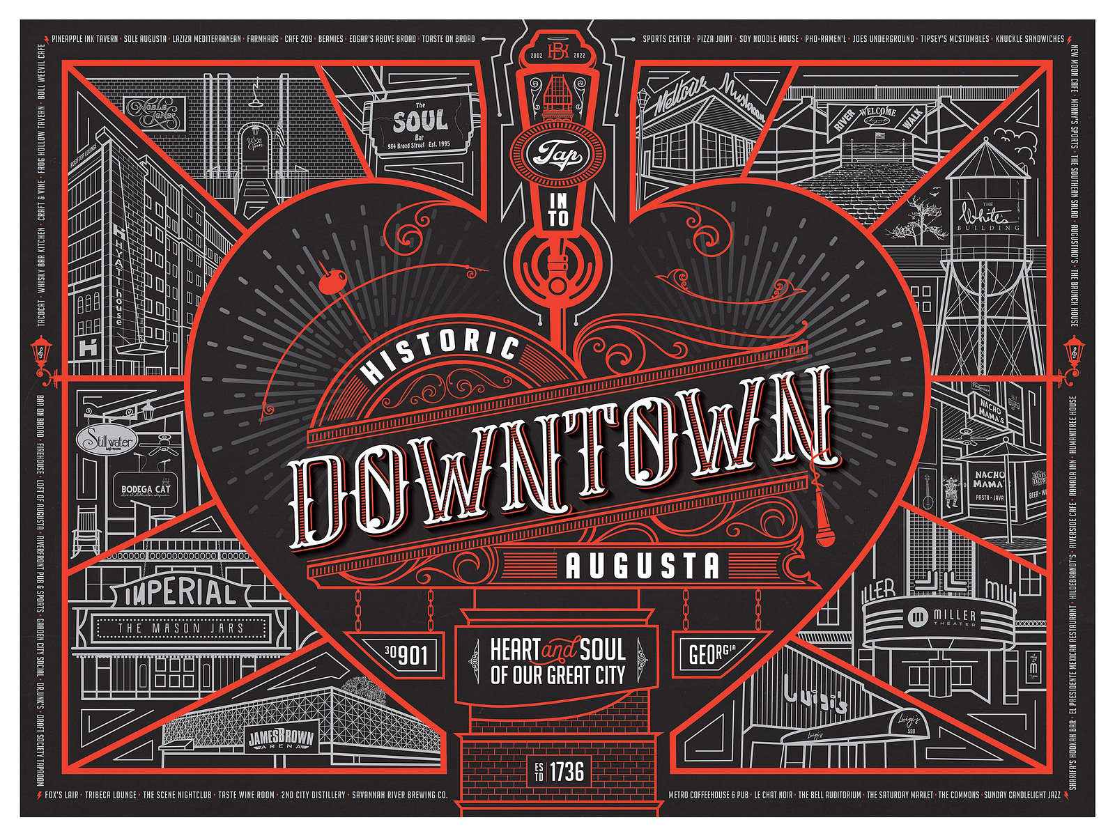 Downtown Augusta, GA Poster by Gabe Marshall on Dribbble