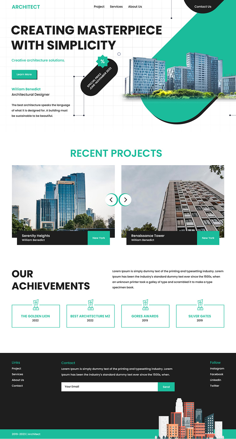 Architect Website Landing Page UI by WebDesk Solution on Dribbble