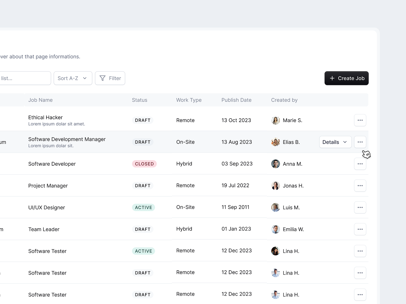 Dashboard for ATS by Umutcan Eyriyer on Dribbble