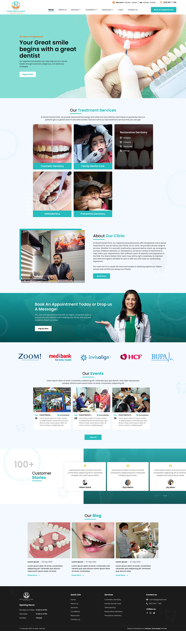 Dental Care : Website Layout Design by Softqube Technologies Private Limited on Dribbble