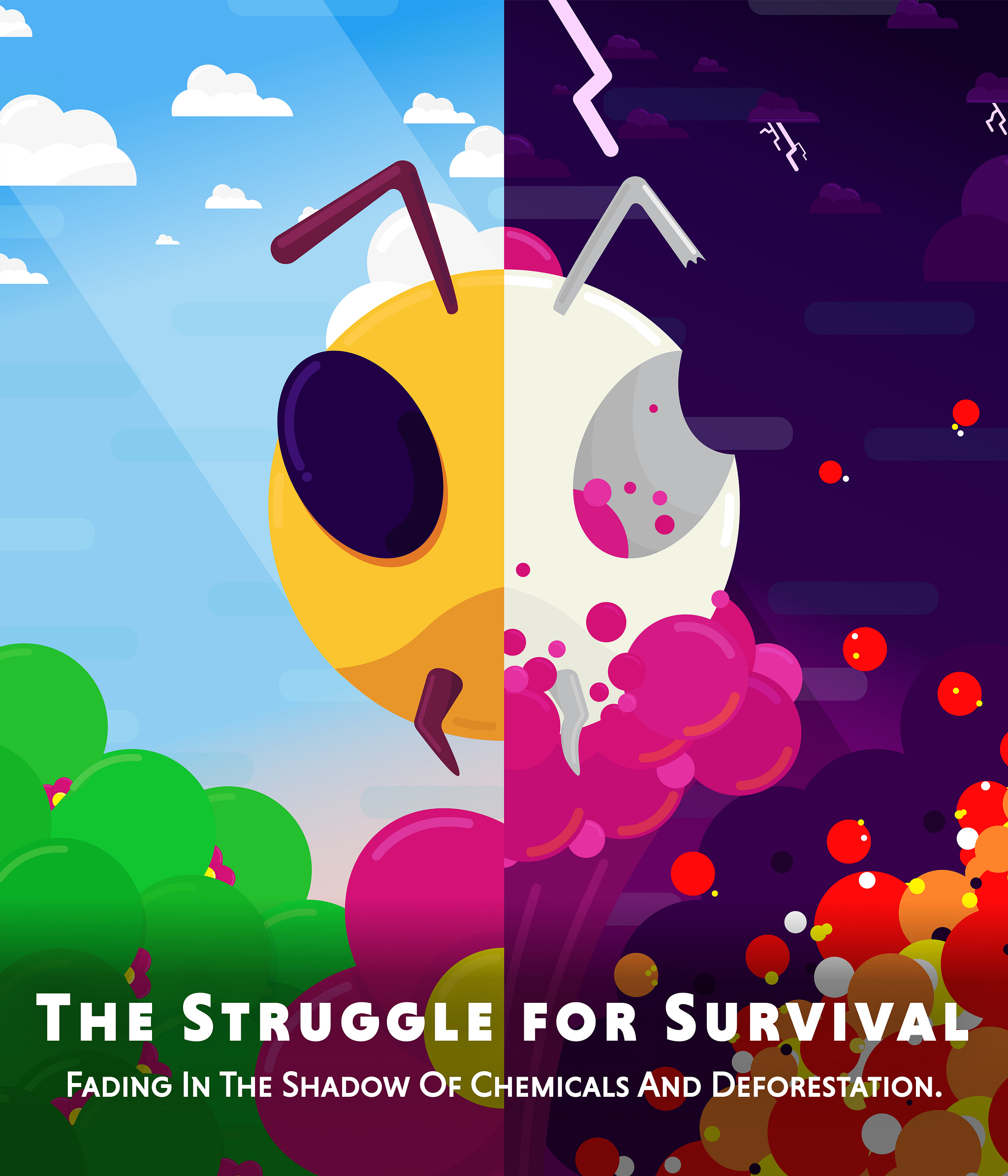 Bees' Struggle For Survival - Poster by Atakan Yiğit Çengeloğlu on Dribbble