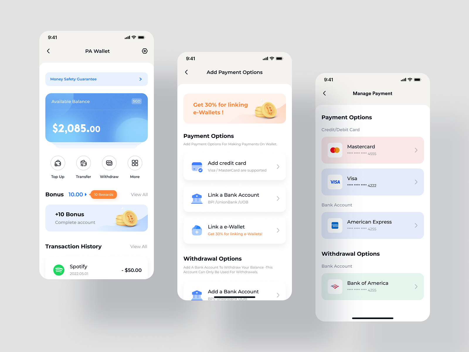 PA Wallet UI_1 by Ian on Dribbble