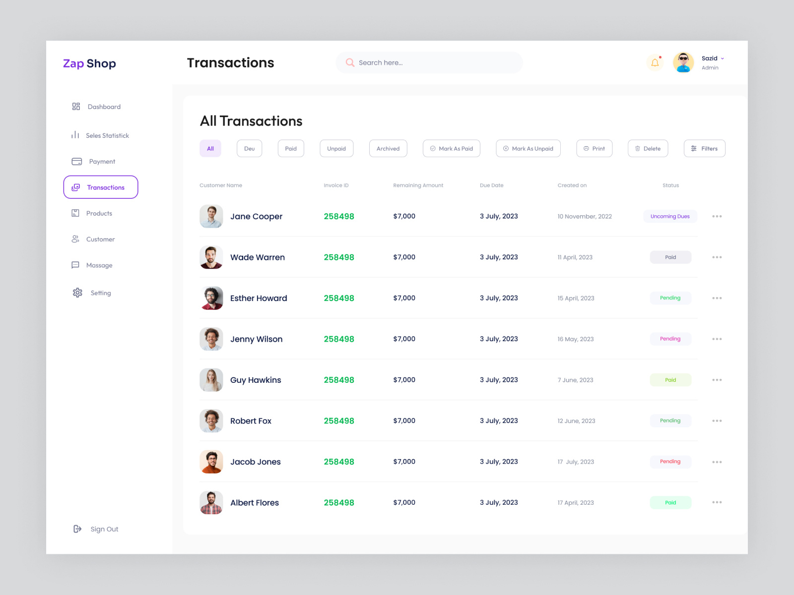 E Commerce Transactions Ui Design page by SajJad ‌ on Dribbble